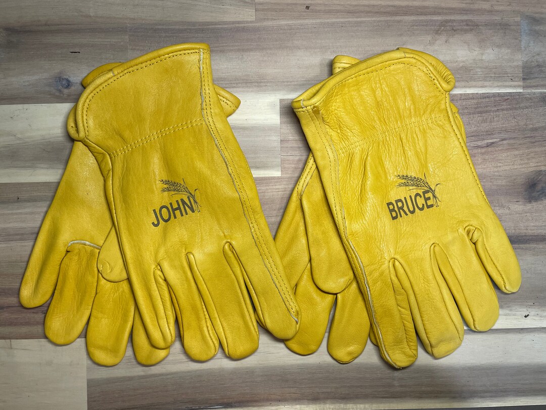 Custom Engraved Cowhide Leather Gloves, Work Gloves, Gardening Gloves ...