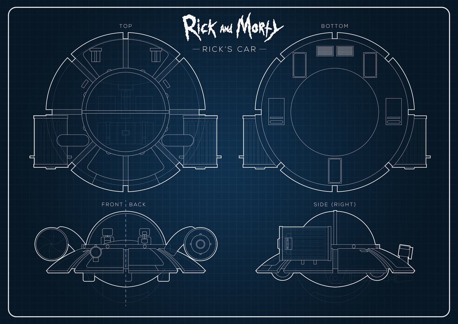 Rick & Morty Car Blueprints DIGITAL COPY - Etsy