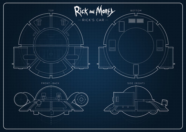 Rick & Morty Car Blueprints DIGITAL COPY - Etsy