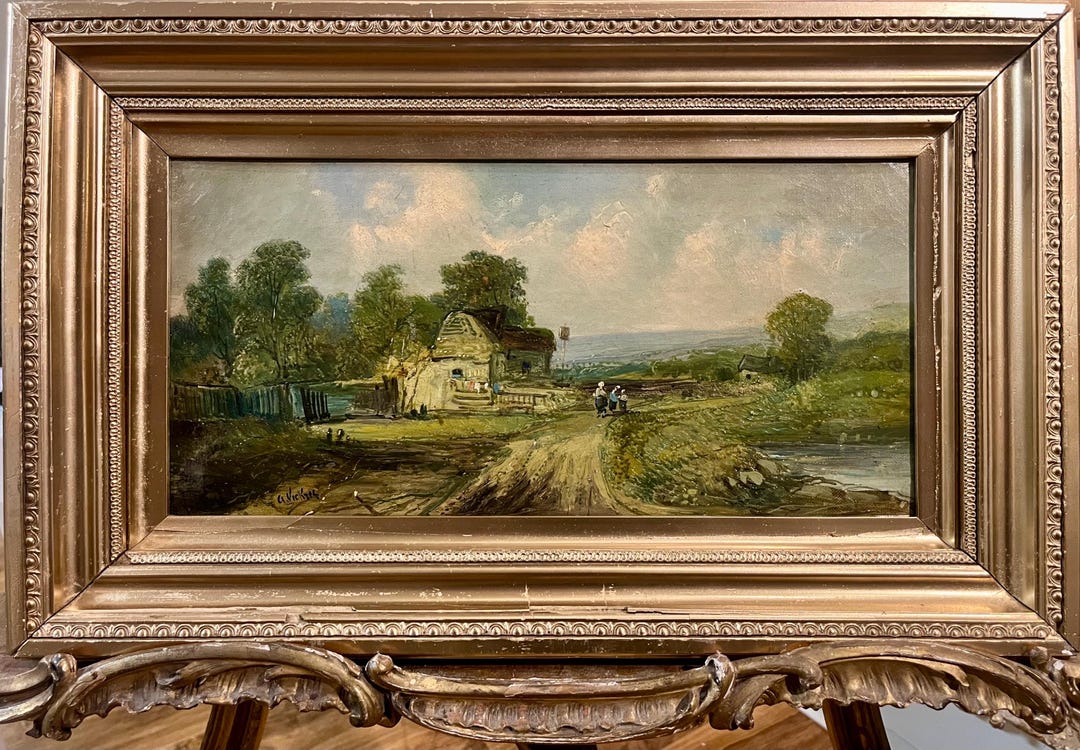 Oil PAINTING Antique 19th Century by Listed Artist Albert H Vickers ...