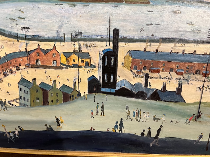 HUGE OLD MASTER Style Signed L S Lowry " the Pond " Oil Painting 20th ...