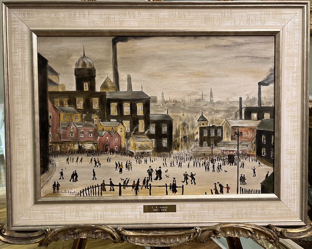 OLD MASTER Style Signed L S Lowry Factory Fumes Oil Painting 20th ...