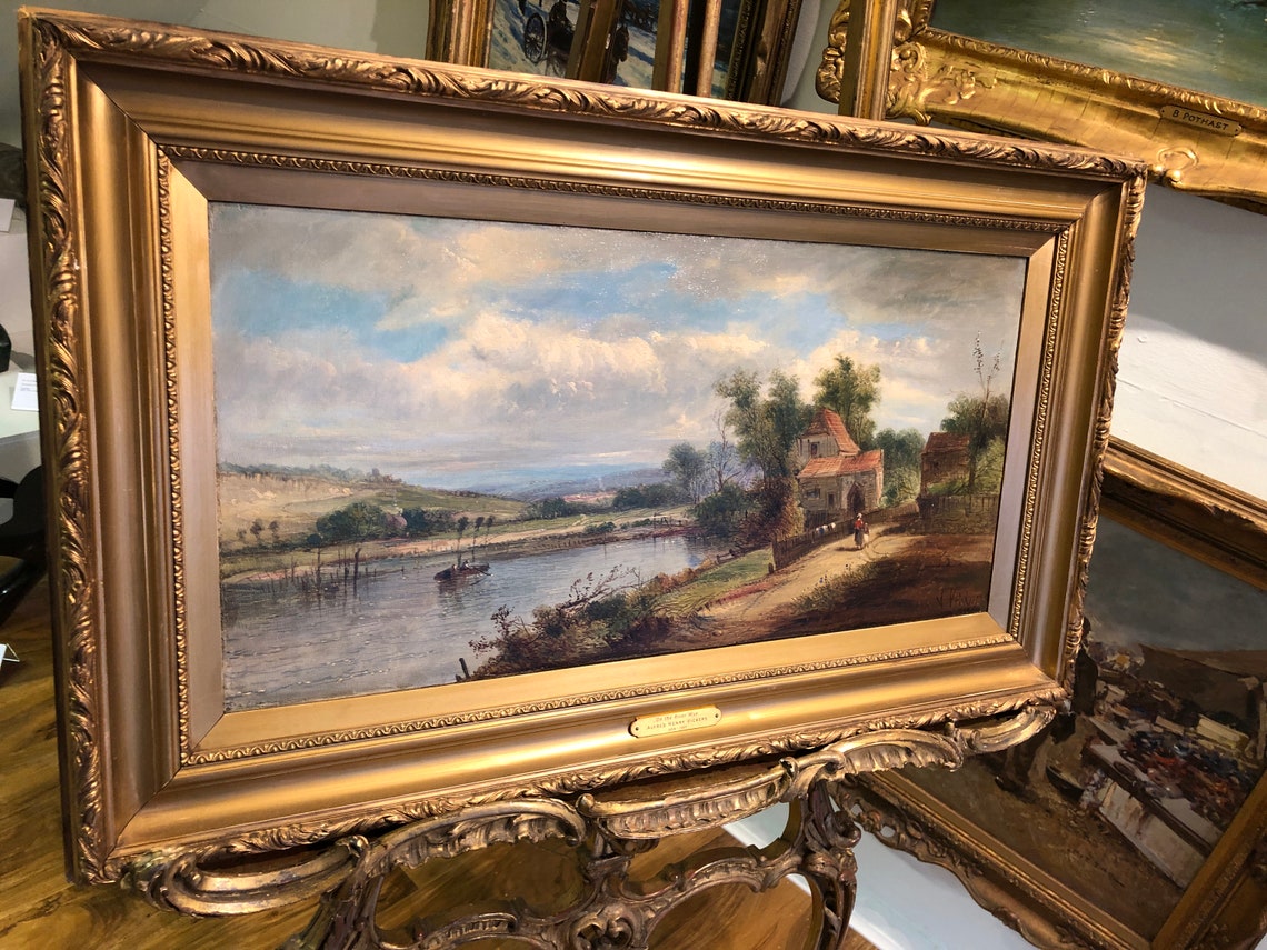 VERY RARE Oil PAINTING Antique 19th Century by Listed Artist Albert H ...