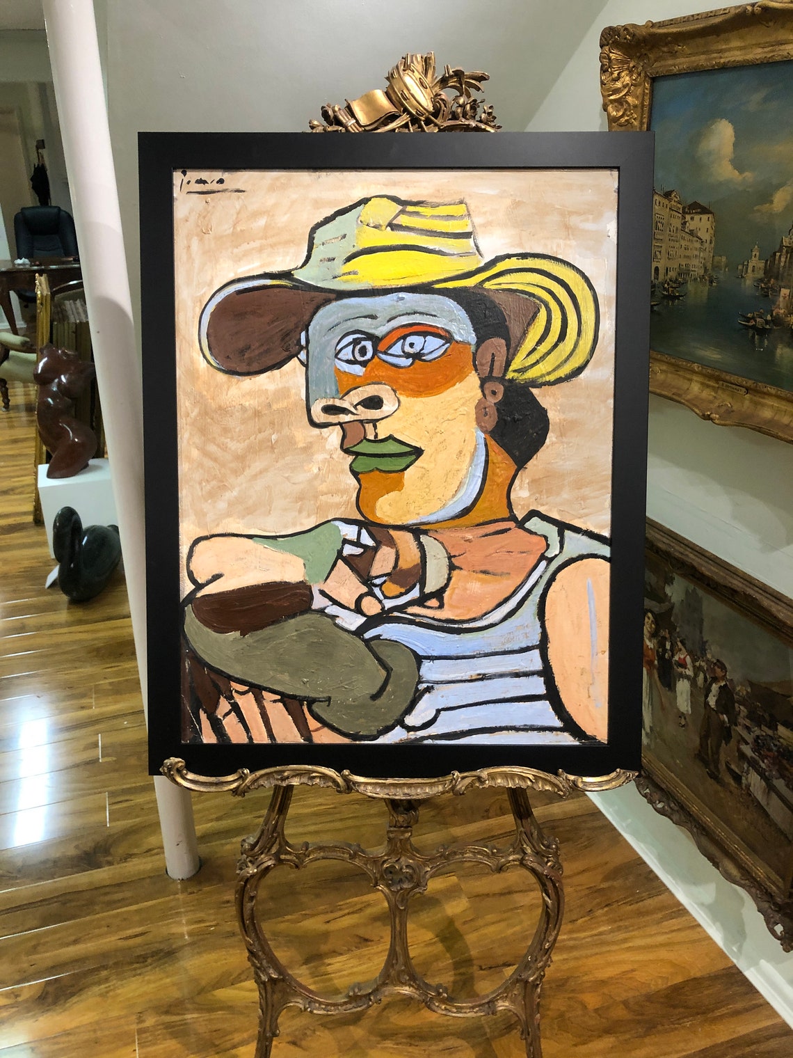 OLD MASTER Signed Picasso 1938 the Sailor Oil Painting on Canvas 20th ...