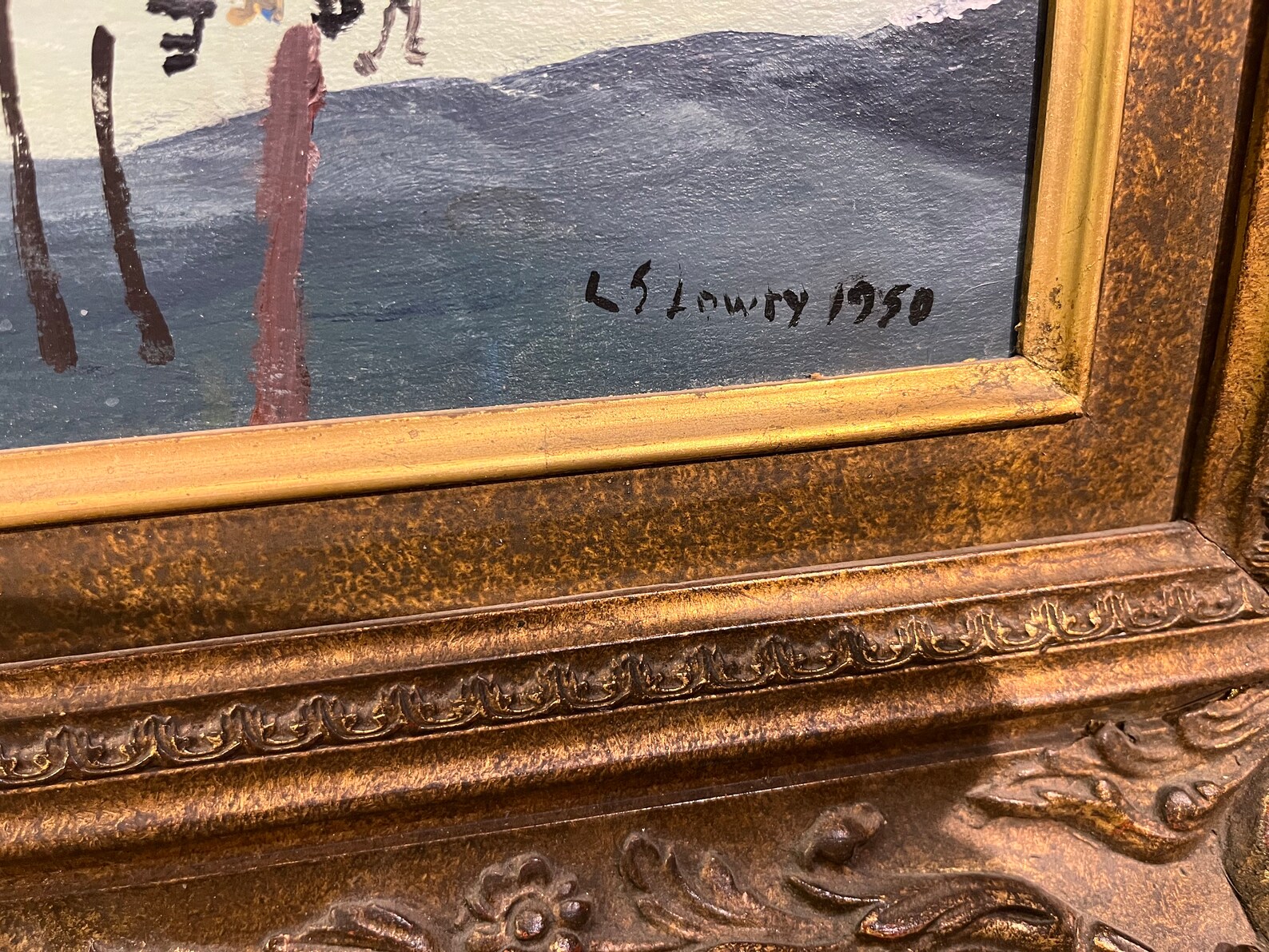 HUGE OLD MASTER Style Signed L S Lowry " the Pond " Oil Painting 20th ...