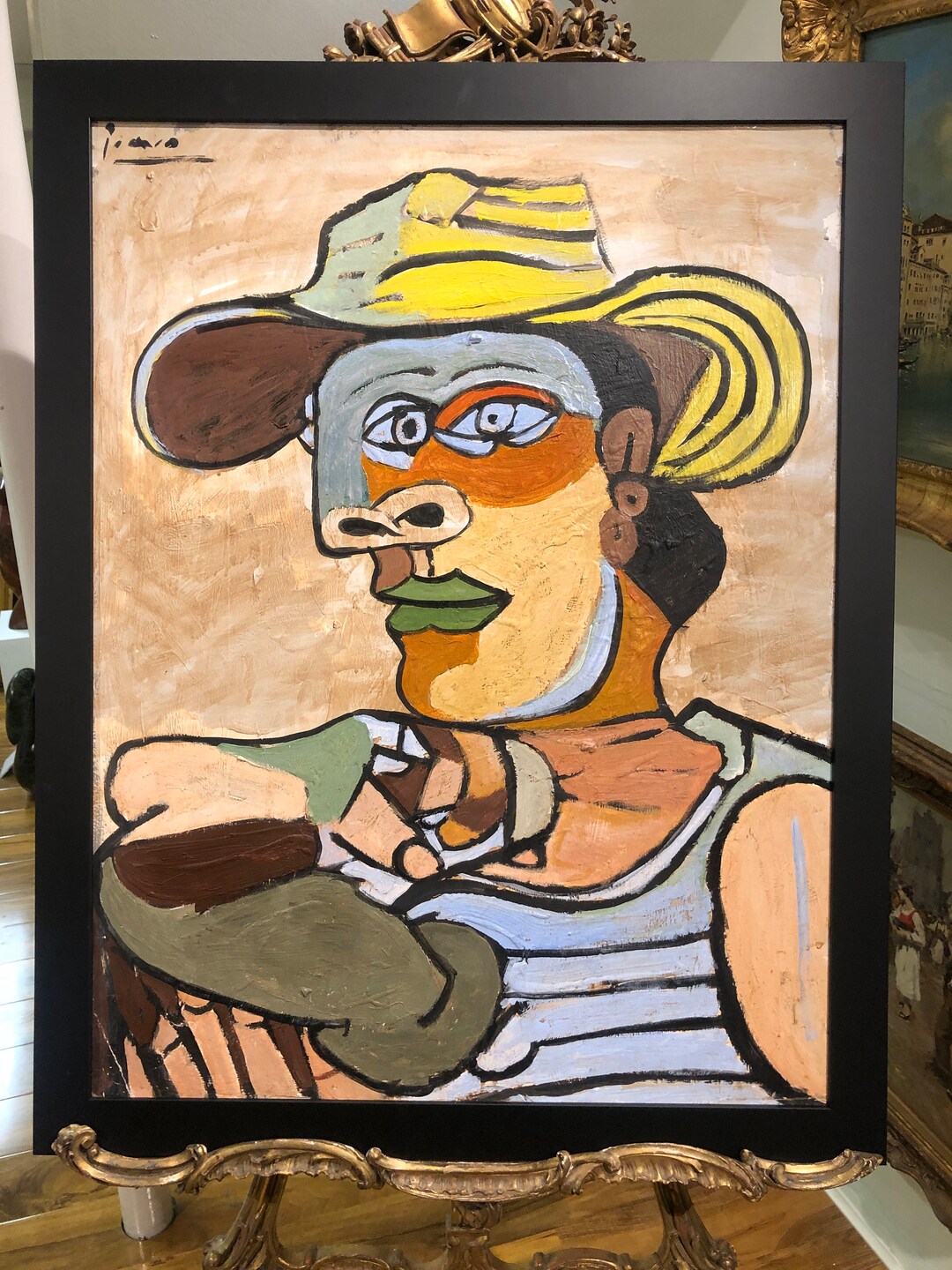 OLD MASTER Signed Picasso 1938 " the Sailor " Oil Painting on Canvas ...