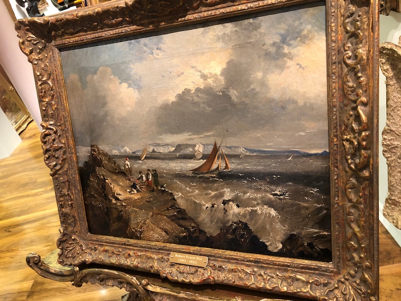 VERY RARE Oil PAINTING Antique 19th Century by Listed Artist Robert ...