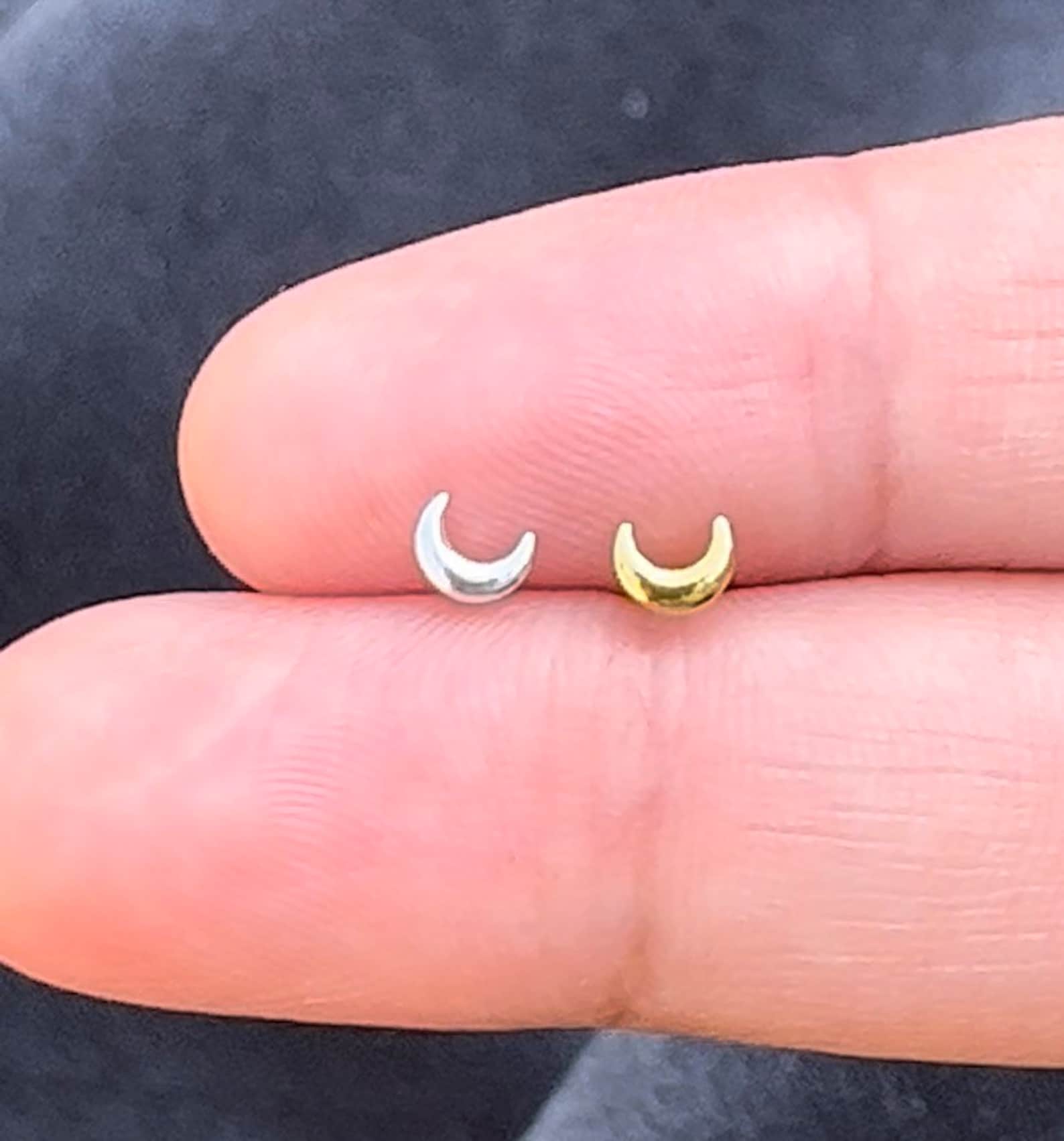 Half-moon Silver Nose Pain-nose Studs-nose Piercing handmade - Etsy