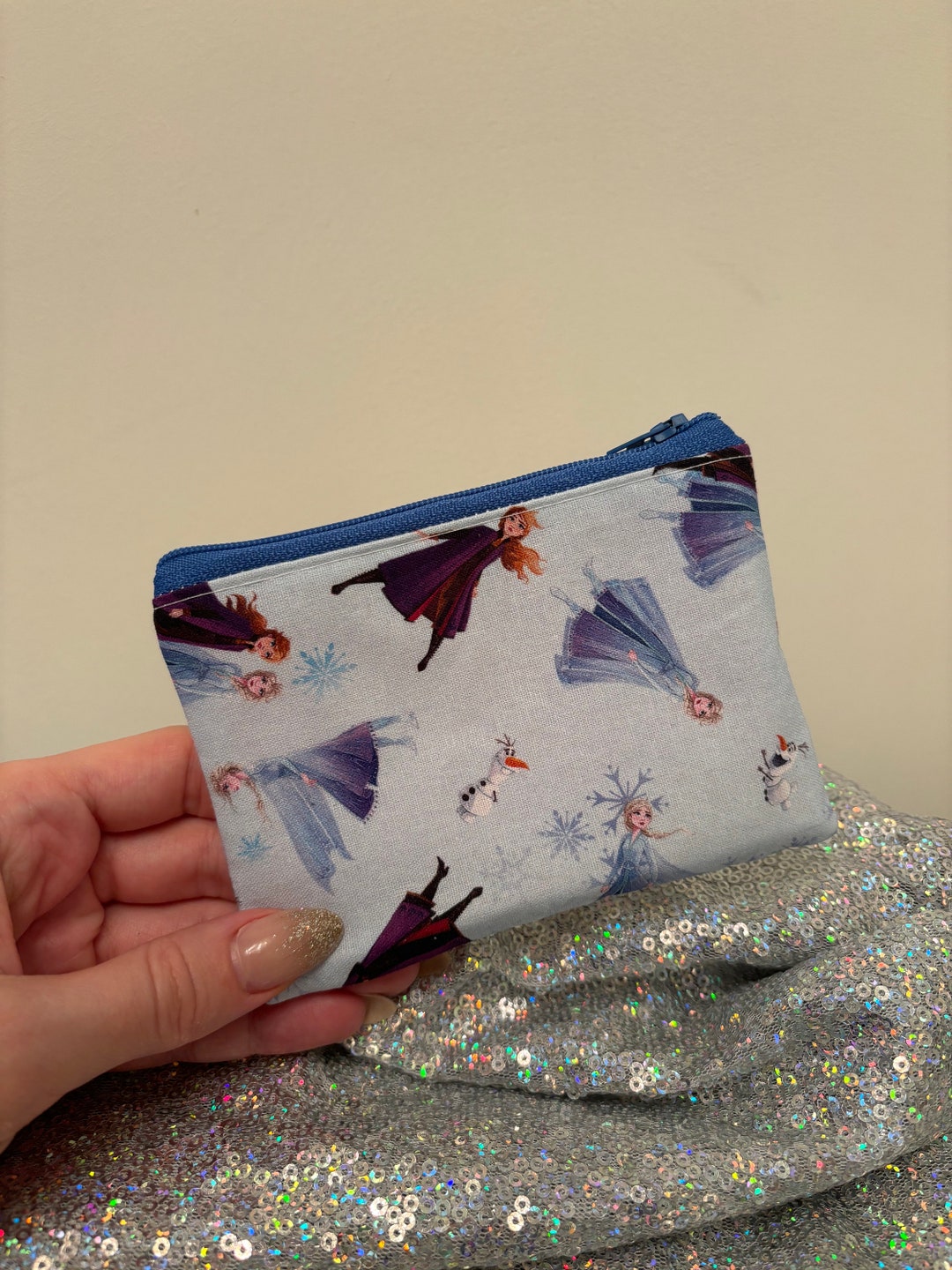 Princess Mini Blue Frozen Anna Elsa Coin Purse Bag Makeup Pouch Purse ...