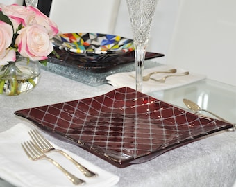 Square Glass Plate - Etsy
