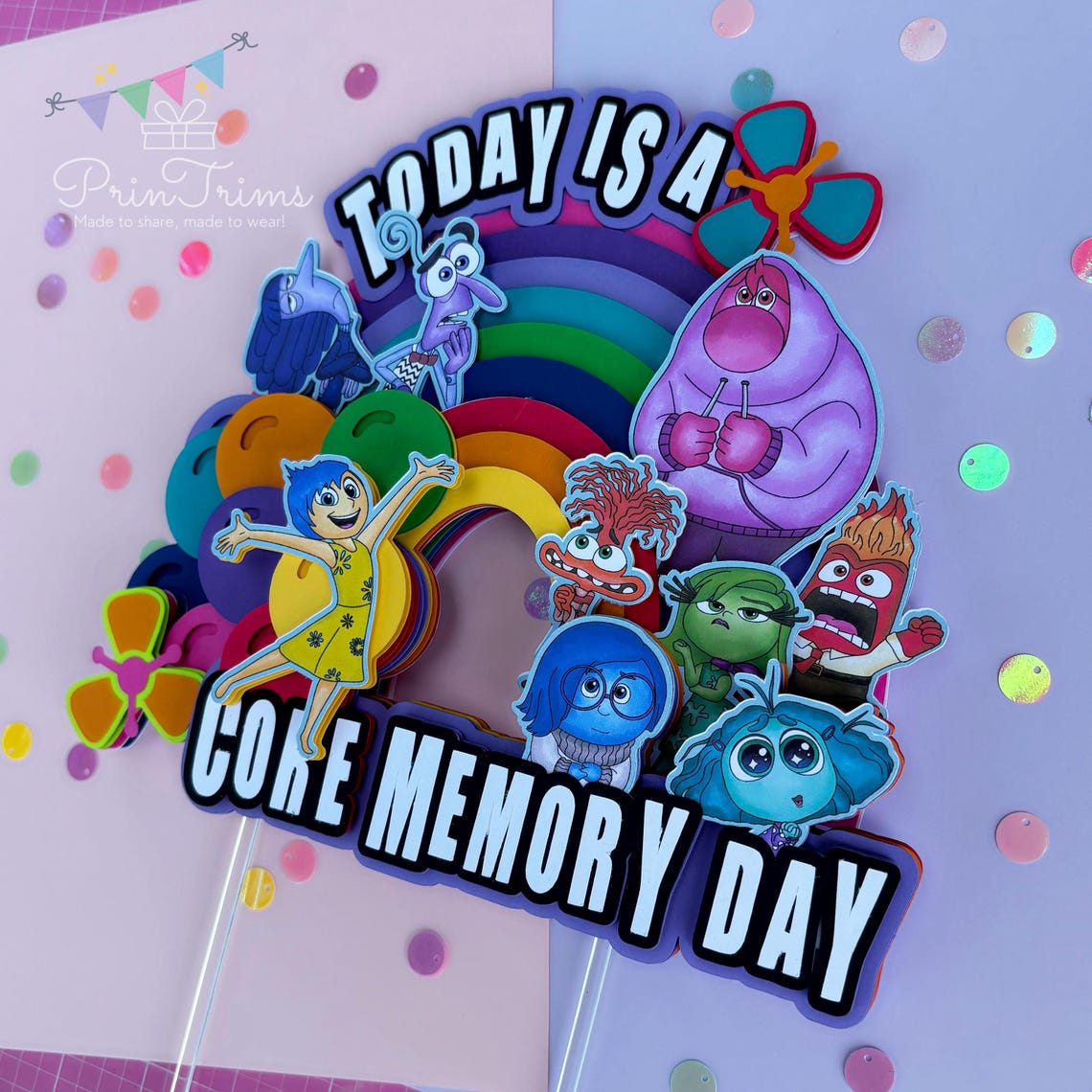 Emotions Cake Topper/ Inside Out Cake Topper/ Rainbow Cake Topper - Etsy
