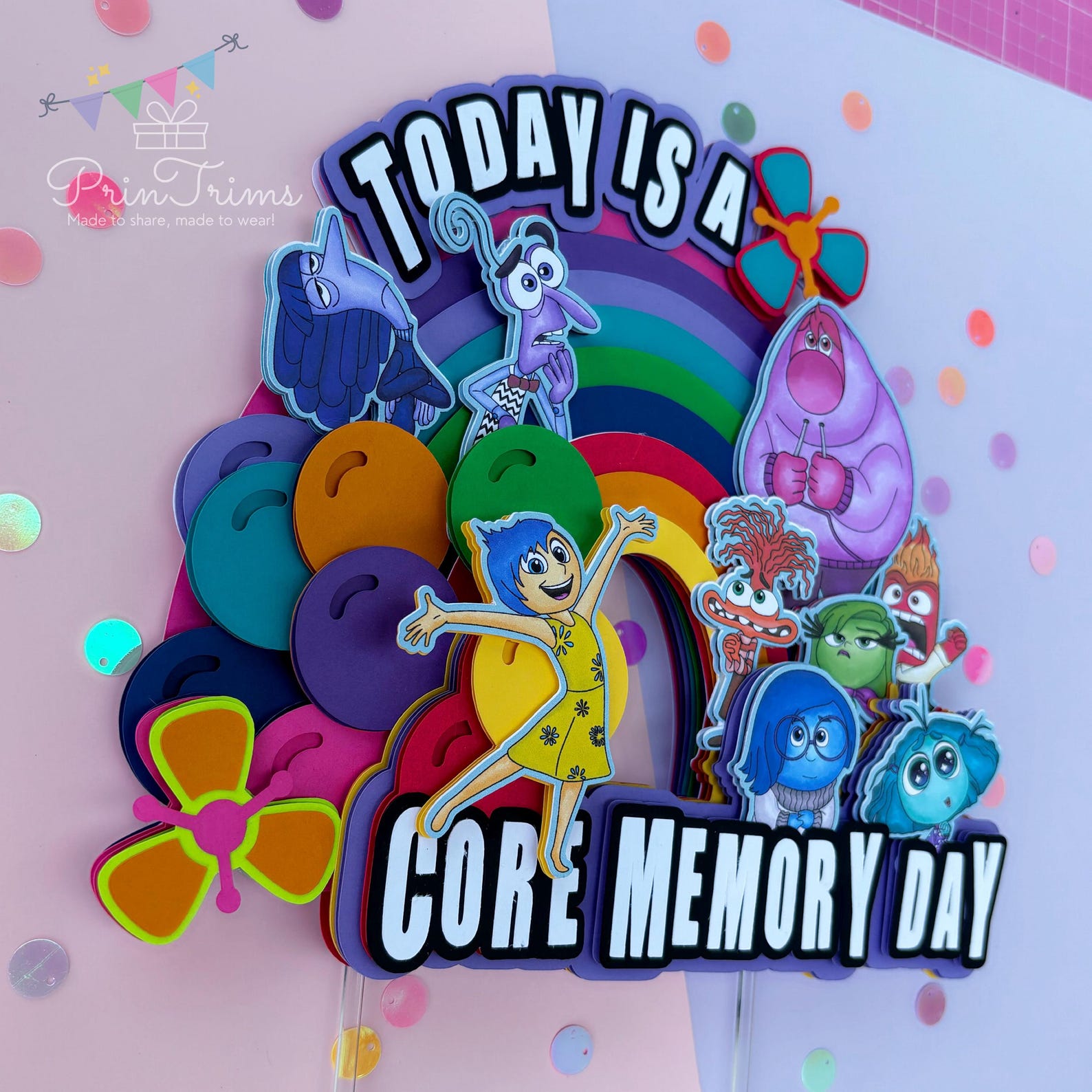 Emotions Cake Topper/ Inside Out Cake Topper/ Rainbow Cake Topper - Etsy