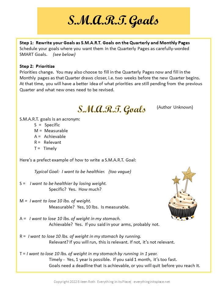 Plan Your Goals With S.MA.R.T. Goals Workbook Fillable PDF - Etsy