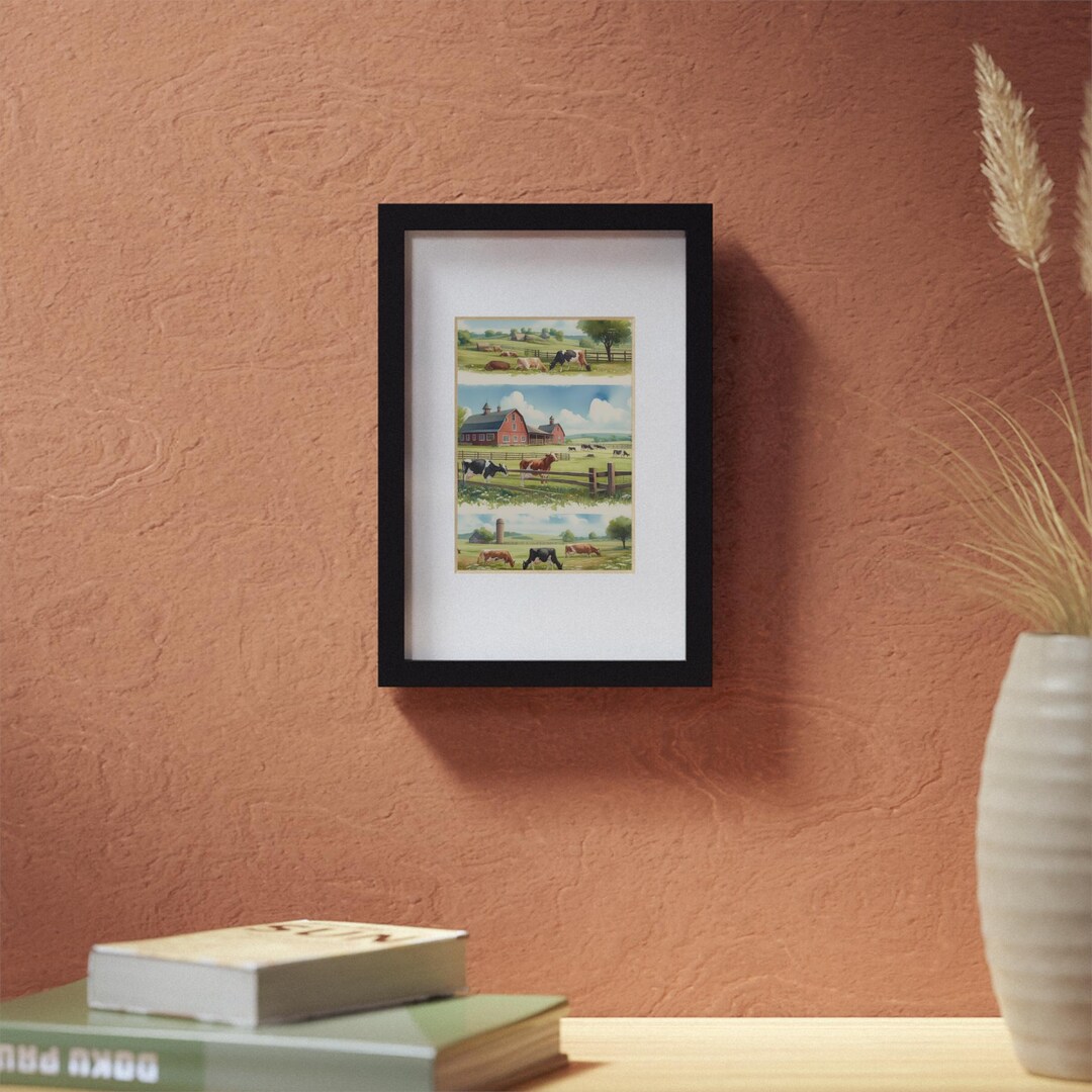 Vintage Farm Scene Poster Framed Poster | Black Frame - Etsy
