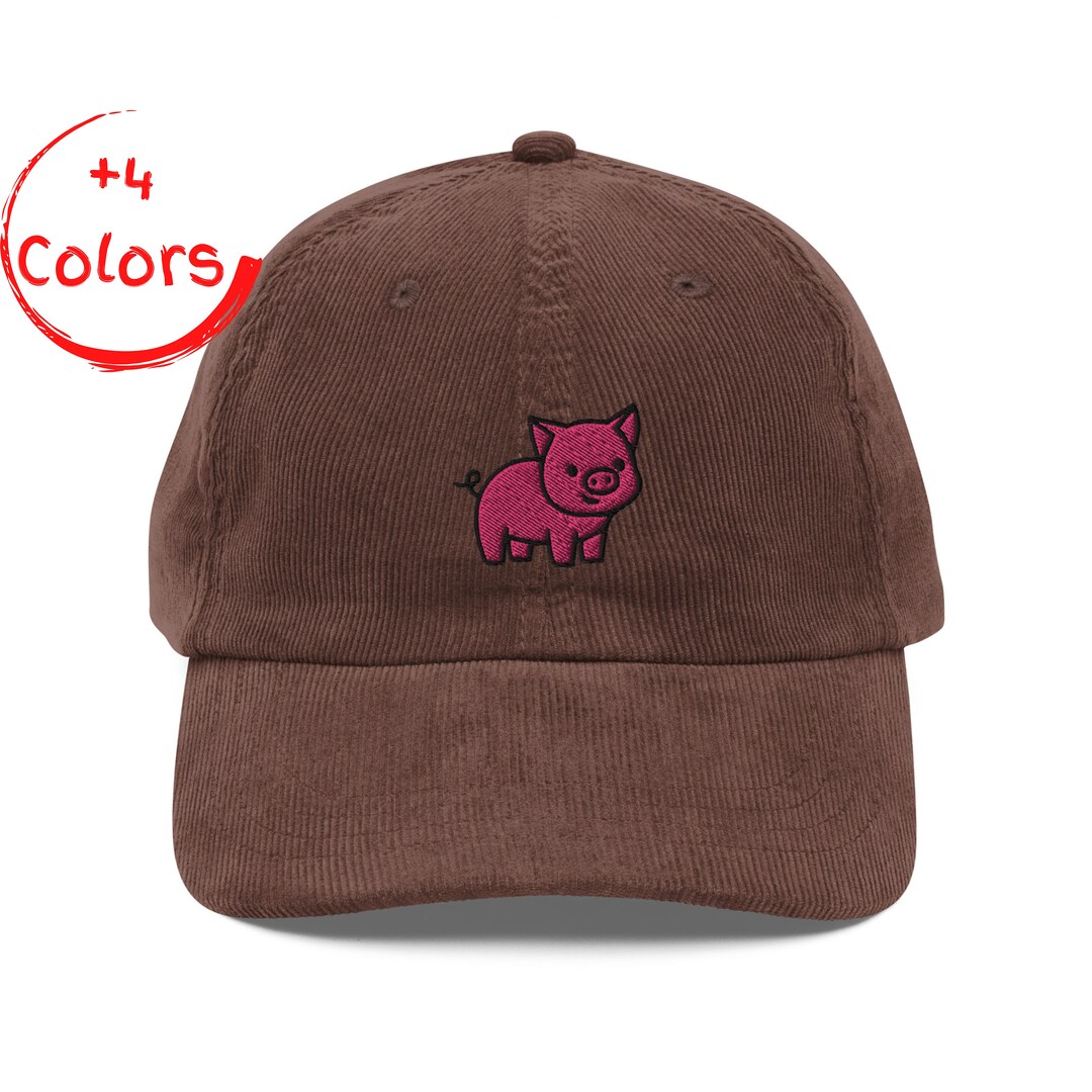PIG Corduroy Cap | Embroidered Bacon Lover Hat | Farm Animal Lover Gift ...