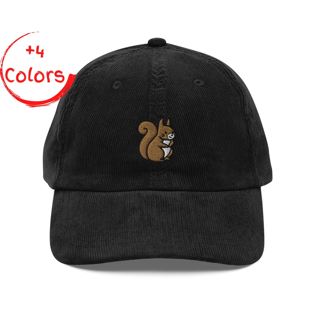 SQUIRREL Corduroy Cap | Embroidered Squirrel Lover Hat | Playful ...
