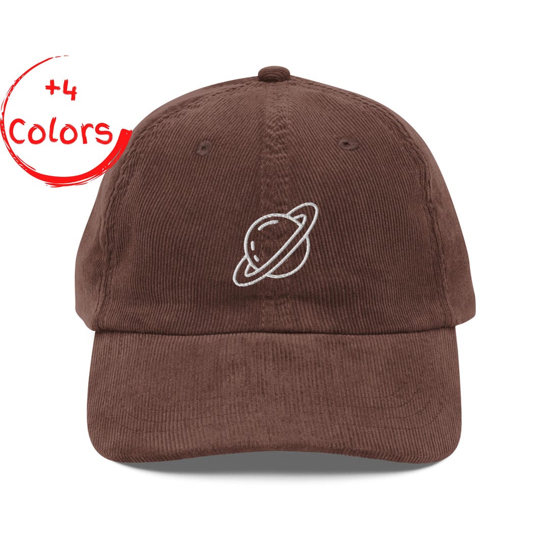 Saturn Embroidered Corduroy Cap | Planet Space Cap | Astronomy Gift ...