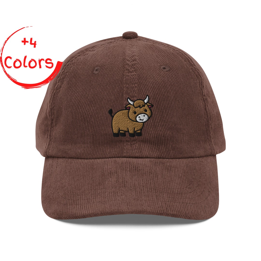 BULL Corduroy Cap | Embroidered Baseball Cap | Bull Lover Gift | Unique ...