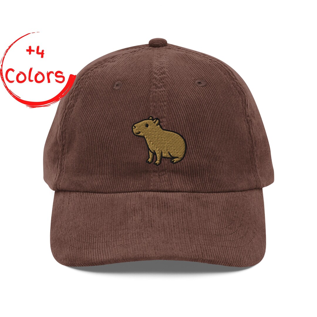 Capybara Embroidered Corduroy Cap | Giant Rodent Cap | Exotic Animal ...