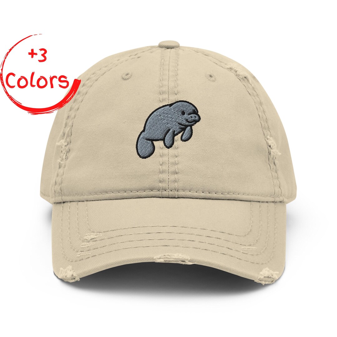 Manatee Embroidered Distressed Hat | Vintage Sea Cow Hat | Marine ...