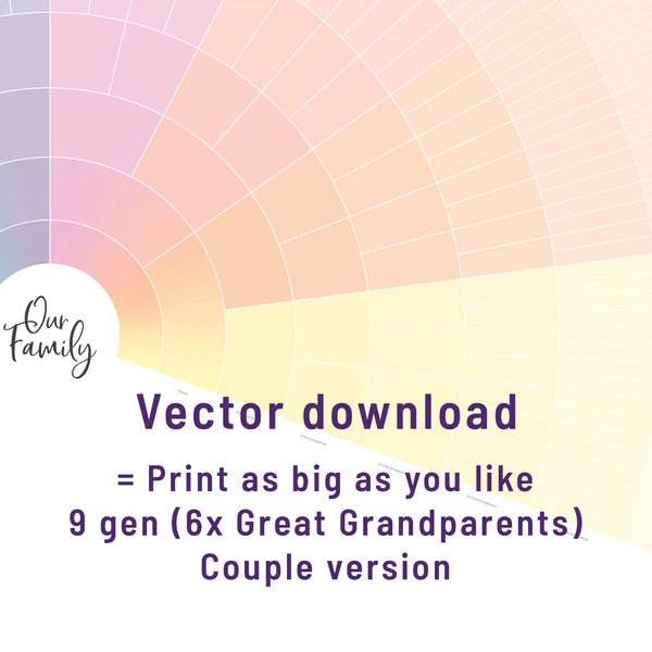 9 Generation Family Tree Fan Chart - Etsy