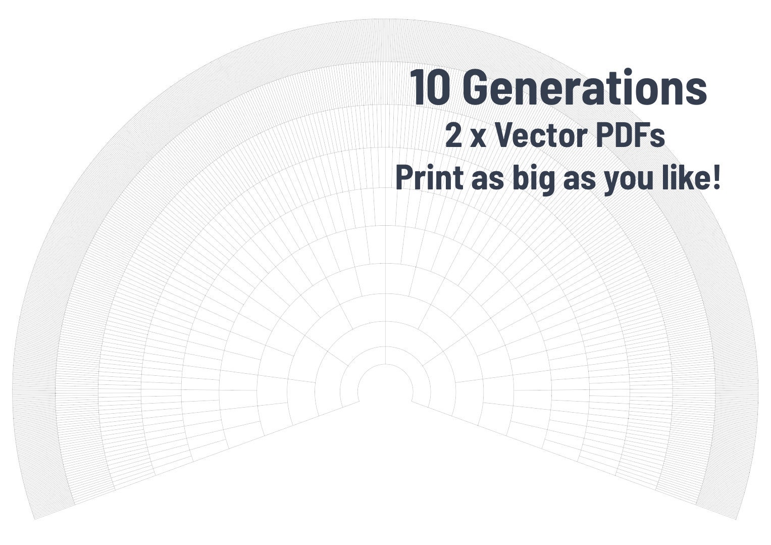 Family Tree - 10 Gen Blank Fan Chart - 2 Versions - Ready to Print ...