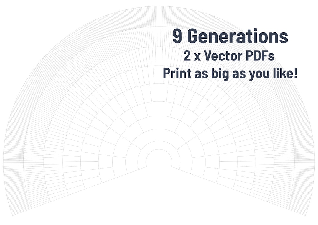 Family Tree - 9 Gen Blank Fan Chart - 2 Versions - Ready to Print ...