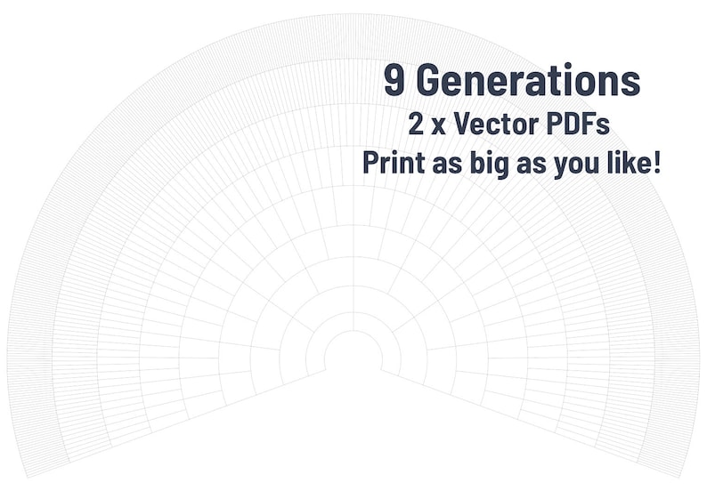 Family Tree - 9 Gen Blank Fan Chart - 2 Versions - Ready to Print ...