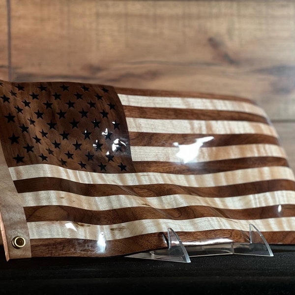 Wooden Wavy American Flag - Etsy