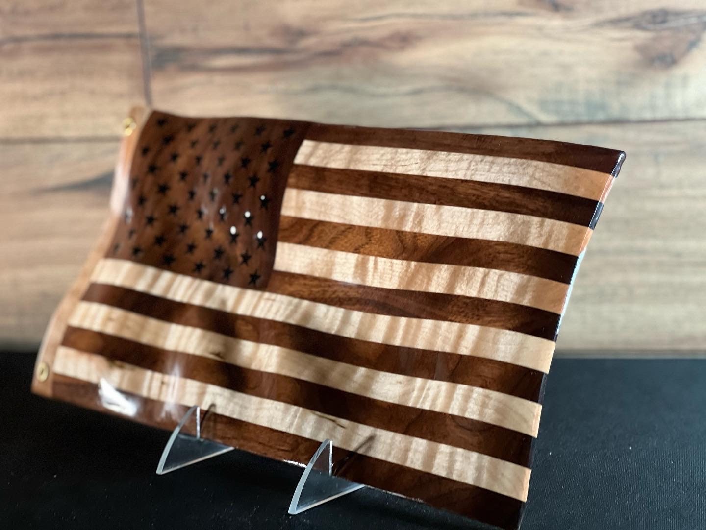 Walnut and Curly Maple Wooden Wavy USA Flag - Etsy