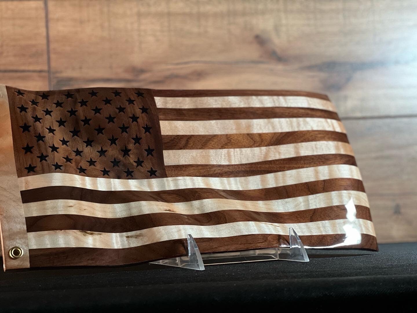 Walnut and Curly Maple Wooden Wavy USA Flag - Etsy