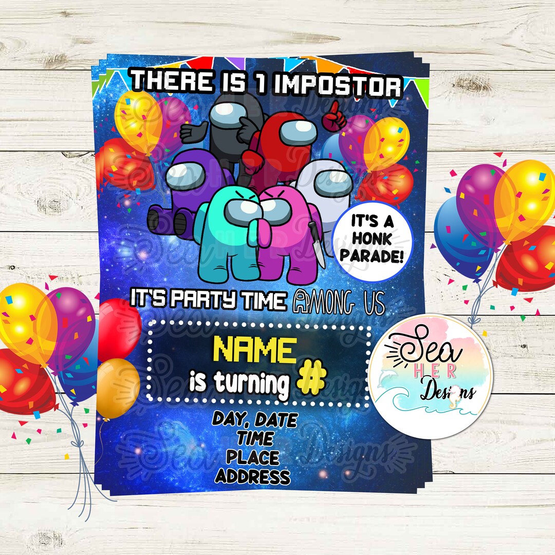 Among Us Invitation • Among Us Birthday Invitation • Among Us • Among ...