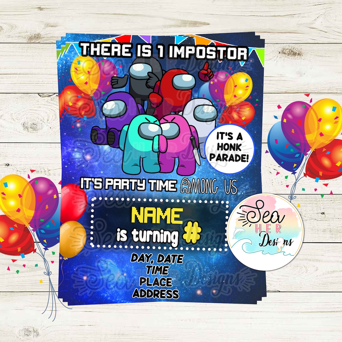 Among Us Invitation • Among Us Birthday Invitation • Among Us • Among ...