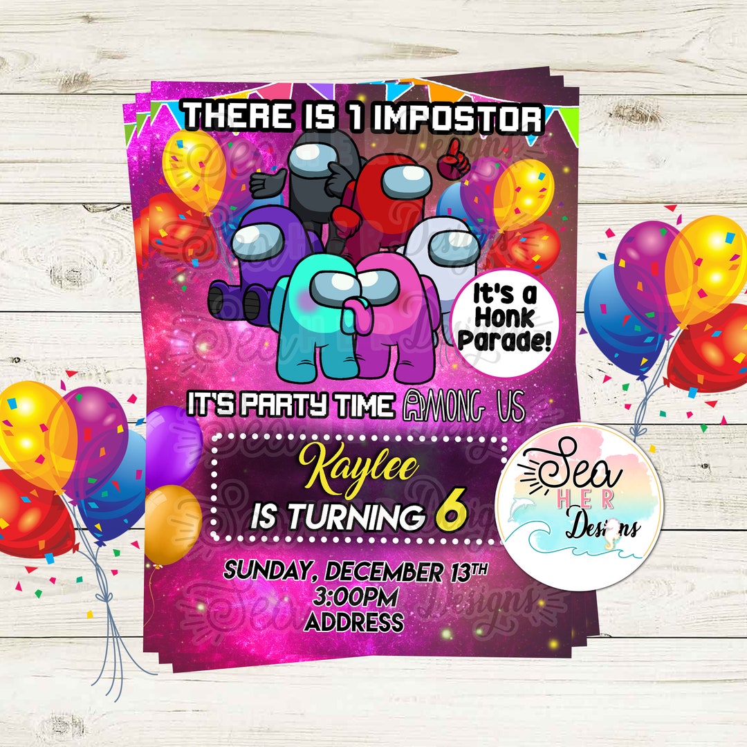 Among Us Girl Invitation Among Us Birthday Invitation Among Us Among Us ...