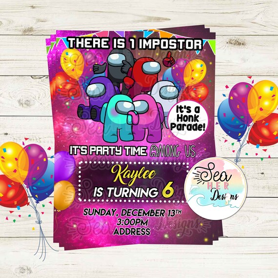 Among Us Girl Invitation Among Us Birthday Invitation | Etsy