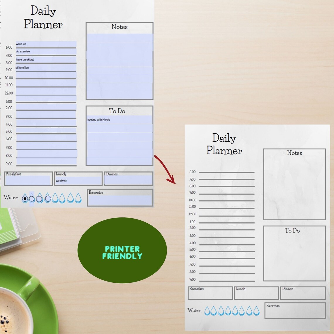 Fillable Daily Planner Printable A4 Planner Daily Agenda & - Etsy