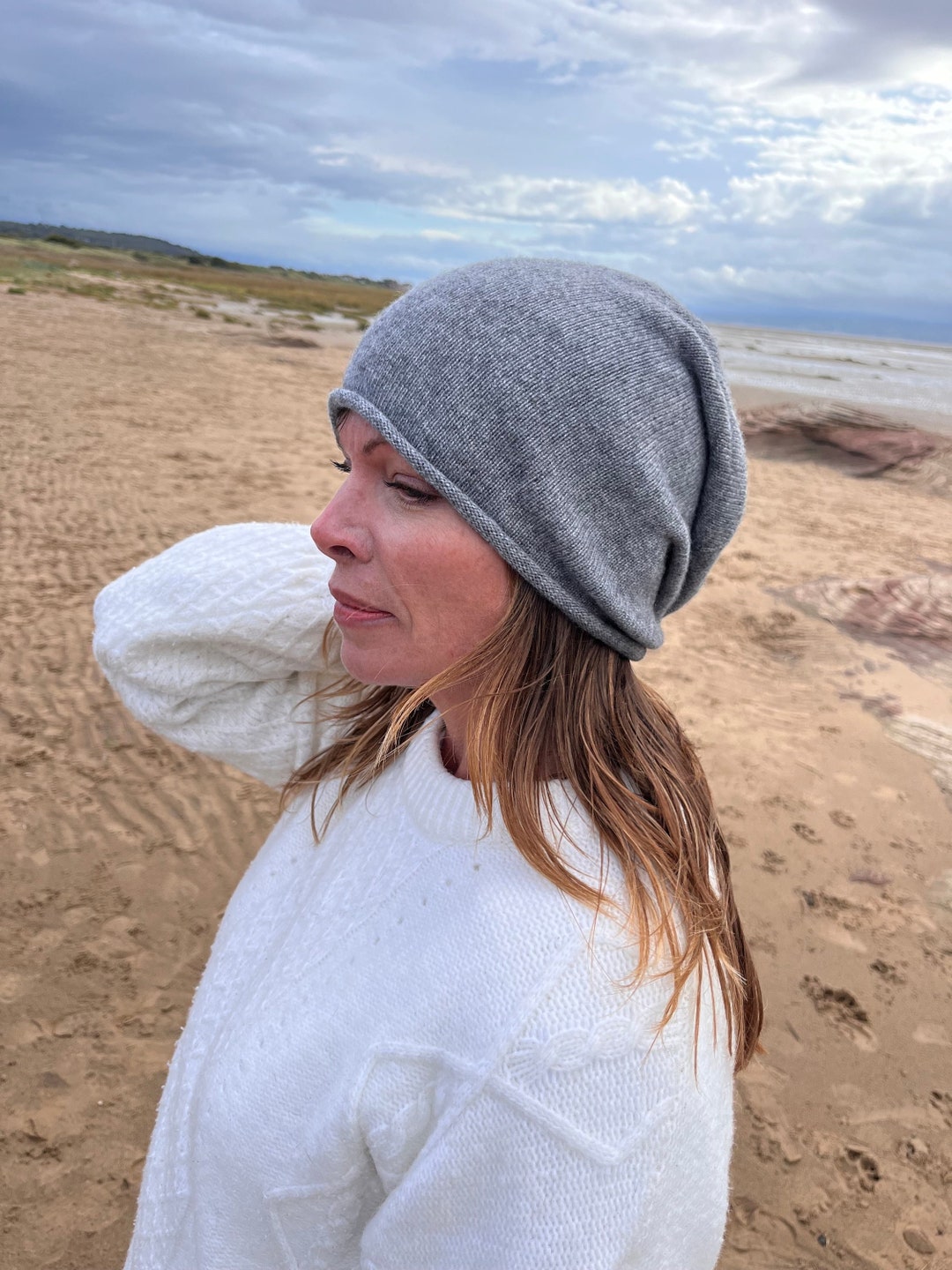 Cashmere Beanie, Womens Cashmere Beanie, Slouchy Beanie, Knitted Beanie ...