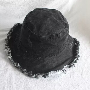 Denim Bucket Hat, Unisex Bucket Hat, Fishermans Hat, Raw Edges Bucket ...