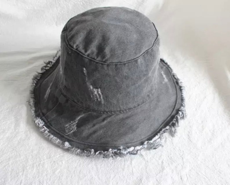 Denim Bucket Hat Unisex Bucket Hat Fishermans Hat Raw Edges - Etsy