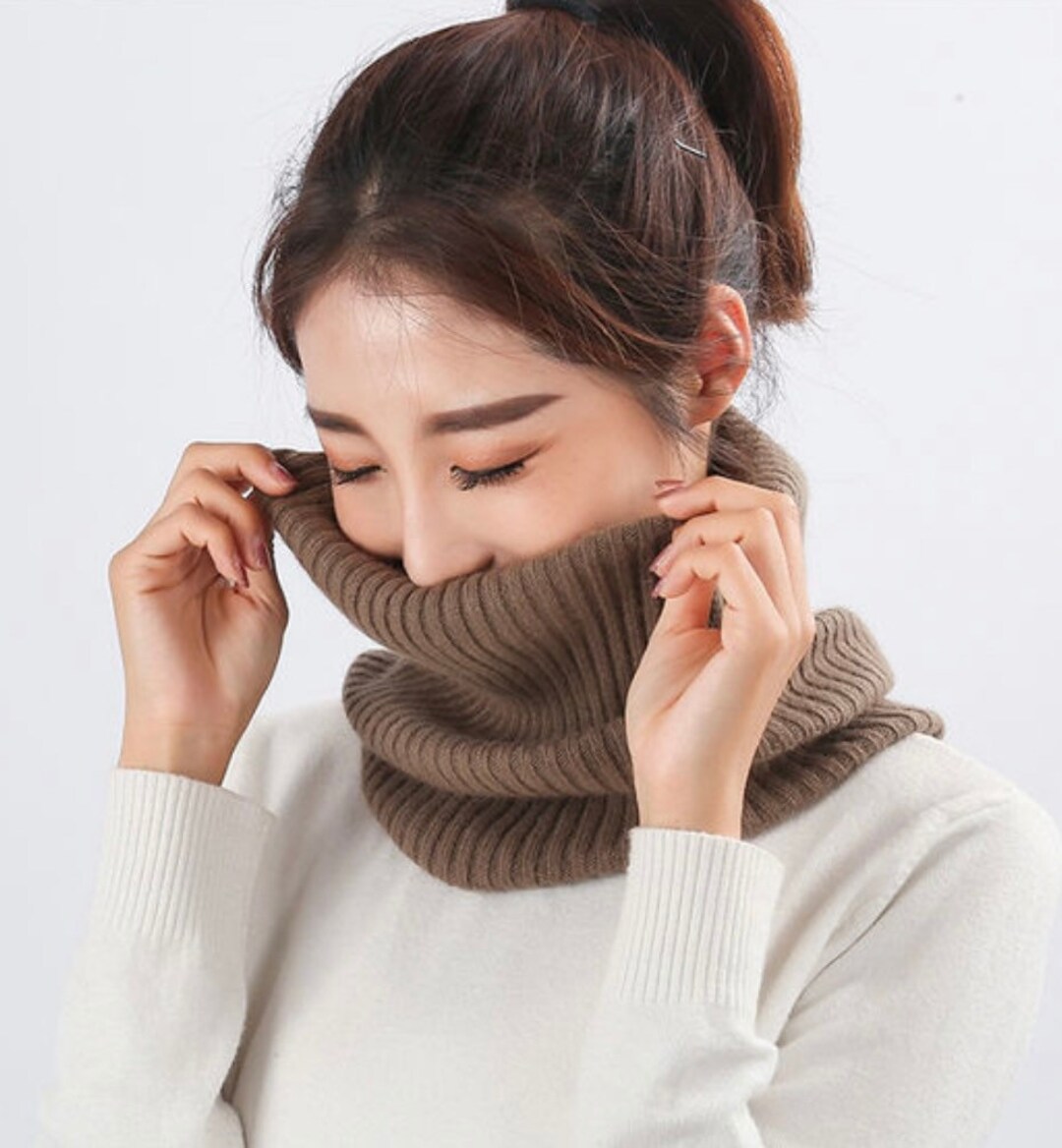 Knitted Ribbed Mini Snood , Ladies Cowl , Knitted Neck Warmer , Ladies Neck Warmer, Mens Scarf ...