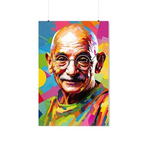 Colorful Gandhi Portrait Poster Print - Inspiring Mahatma Gandhi ...