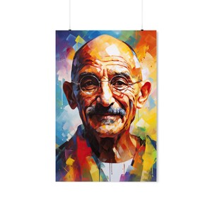 Colorful Gandhi Portrait Poster Print Inspiring Mahatma Gandhi Painting ...