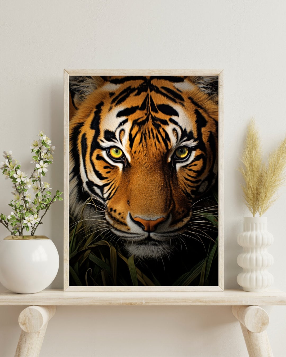 Vibrant Bengal Tiger Poster Print - Majestic Closeup Wildlife Art ...