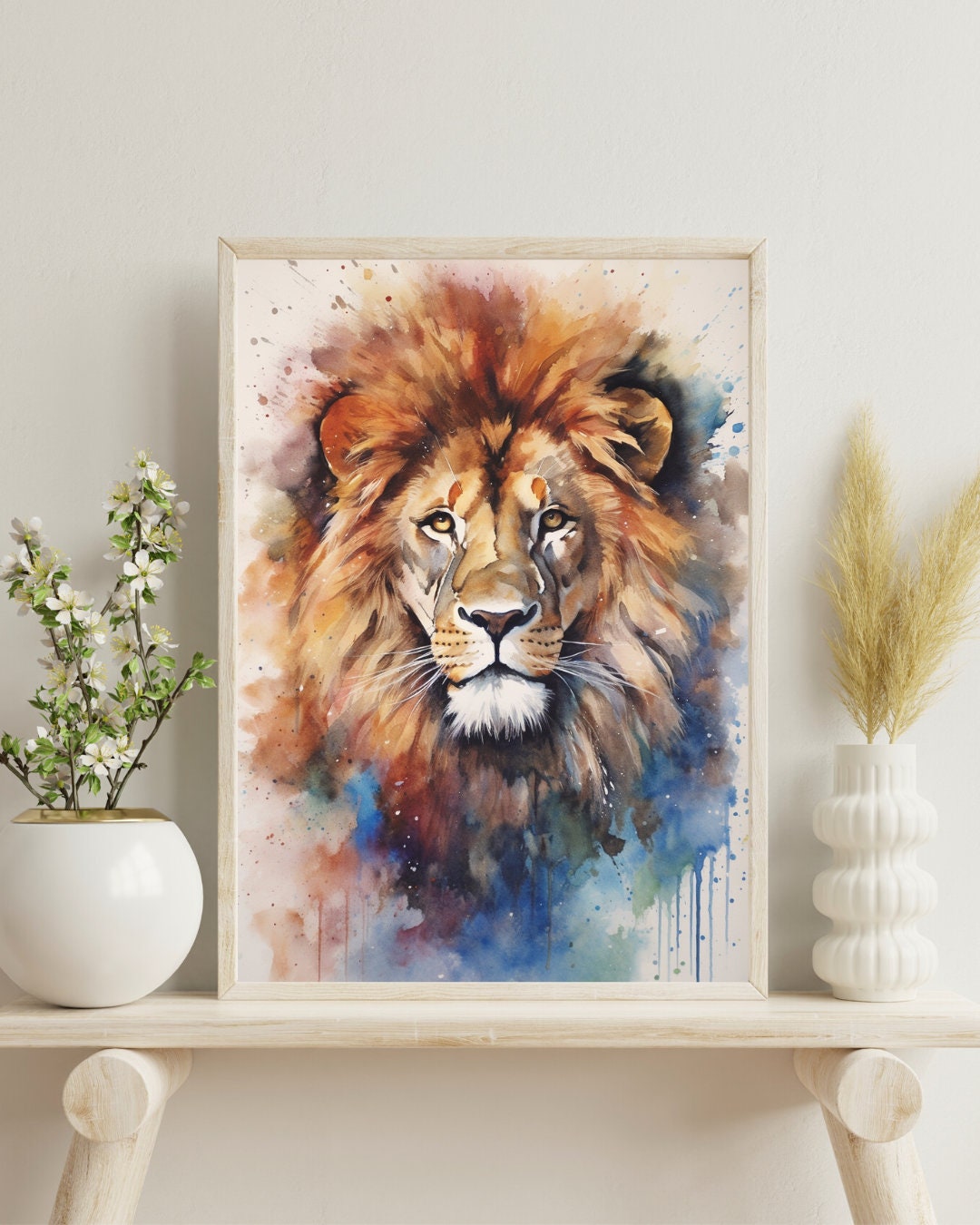Lion Poster Print | Color Lion Art | Lion Wall Decor | Coloful Lion Art ...