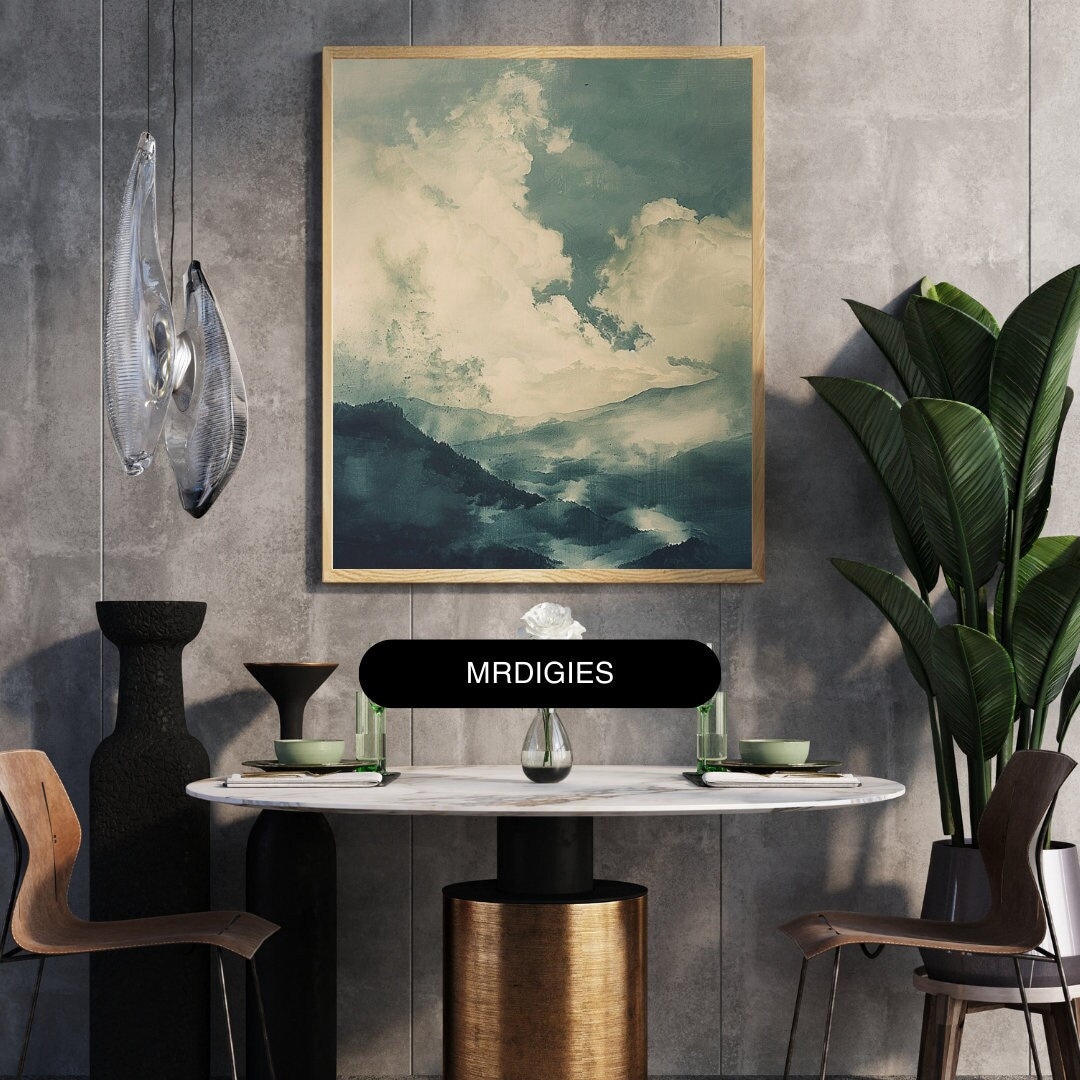 Moody Landscape Framed Canvas Wall Art | Vintage Print | Abstract Wall ...