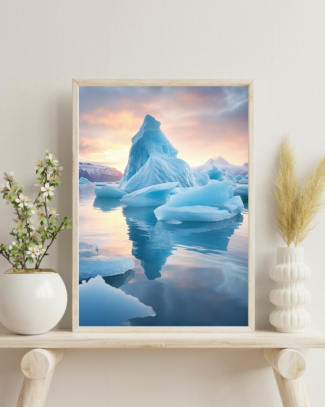 Sunset Iceberg Poster Print | Winter Decor | Landscape Wall Art ...