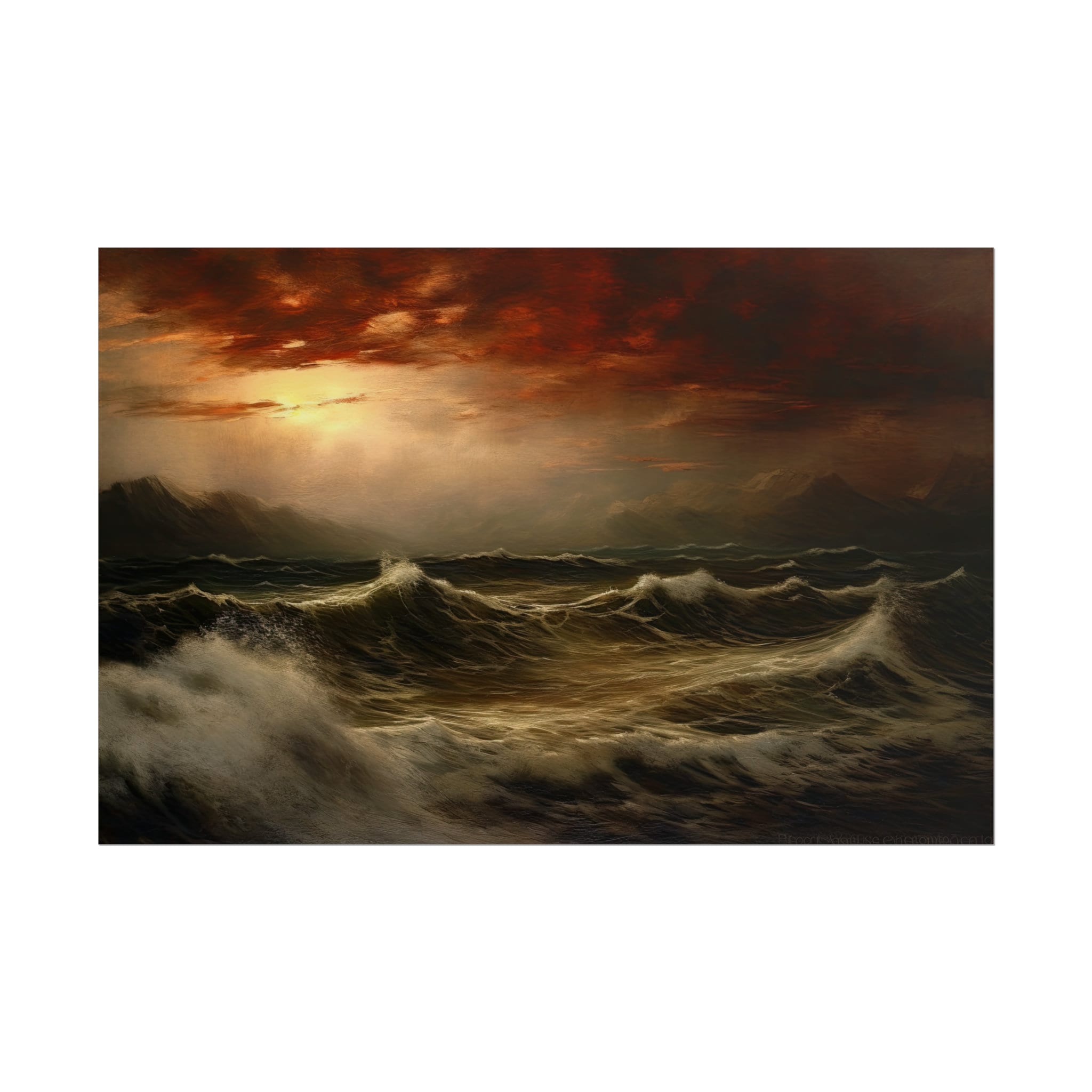 Stormy Ocean Painting Poster Print | Ocean Art | Moody Storm Wall Decor ...