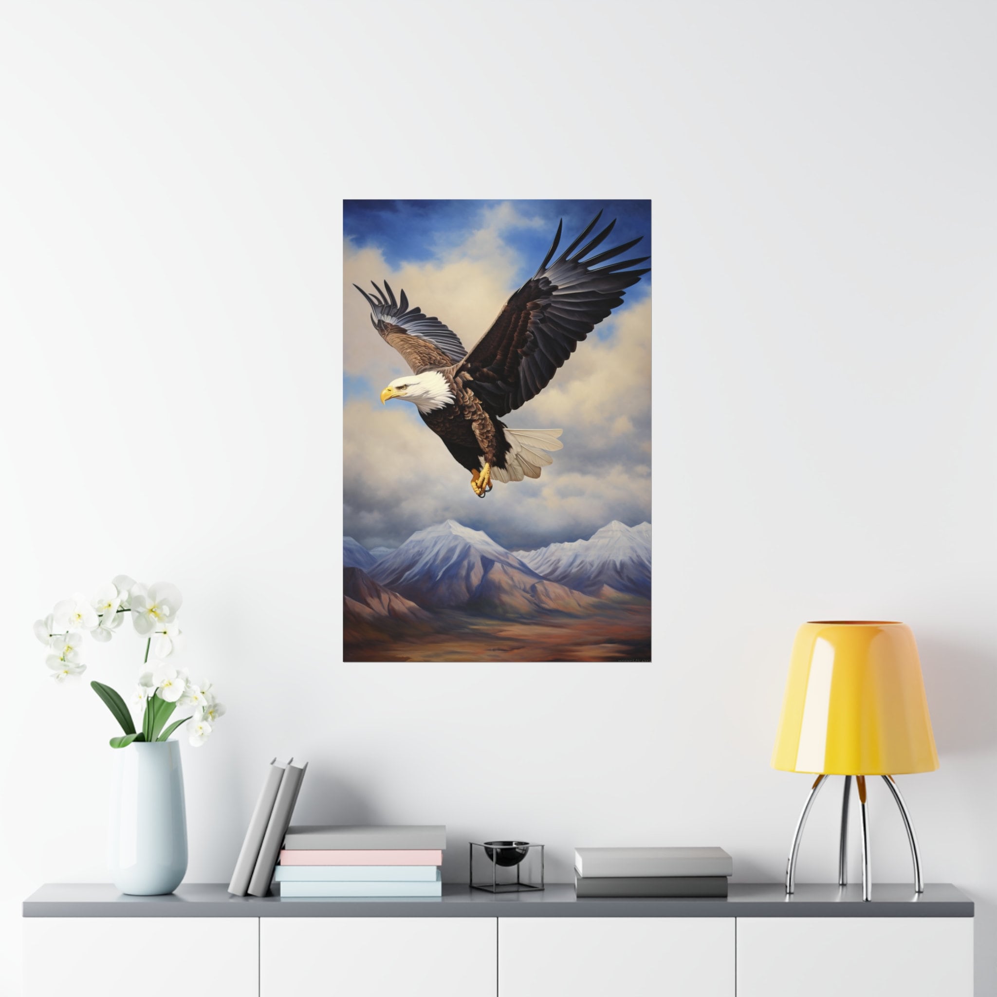 Bald Eagle in Flight Majestic Poster Print Wildlife Art Perfect for ...