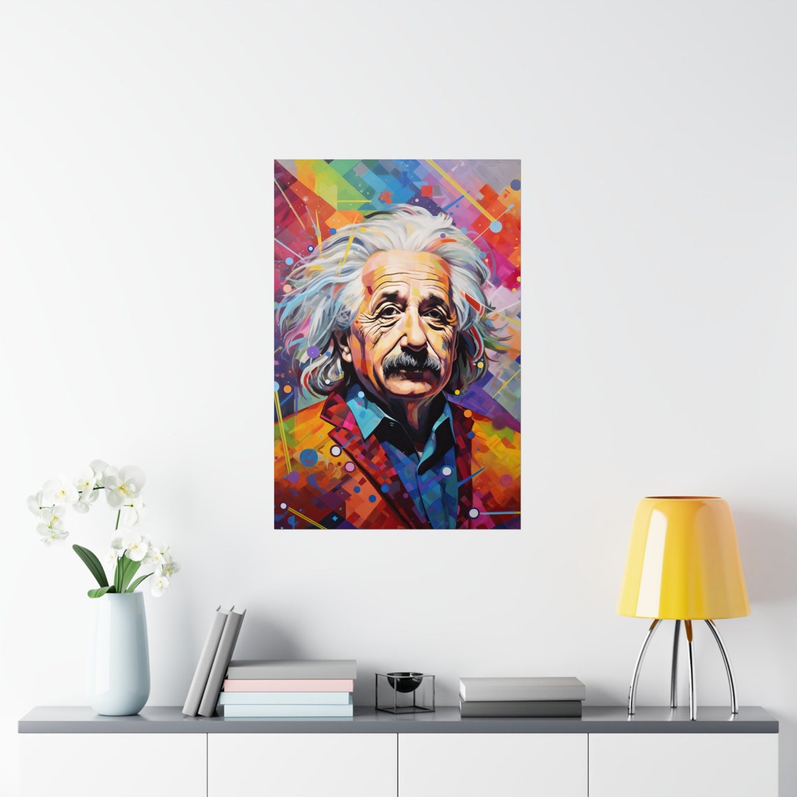 Colorful Einstein Portrait Print - Einstein Art - Vibrant Poster Art ...