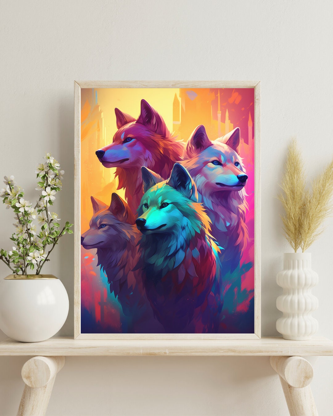Wolf Poster Print | Colorful Wolf Art | Wolf Wall Decor | Artistic Wolf ...